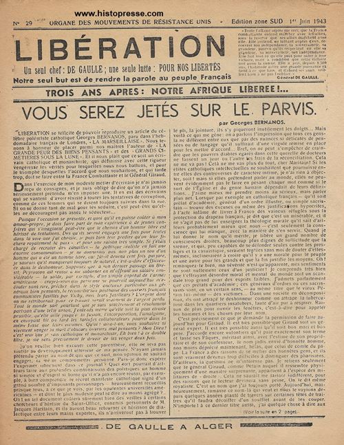 Libération, le journal de combat, la Résistance, les collaborateurs, la ...