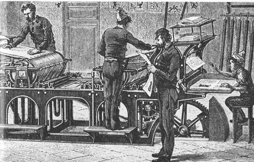 Les progrès de la presse, le télégraphe Chappe, la presse à cylindre de ...